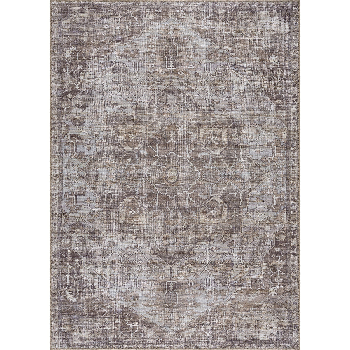 Washable Traditional Persian Beige and Brown Area Rugs and Runners ...
