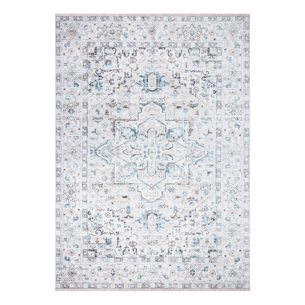 Traditional Persian Seashell / Teal Rug – Bloom Rugs