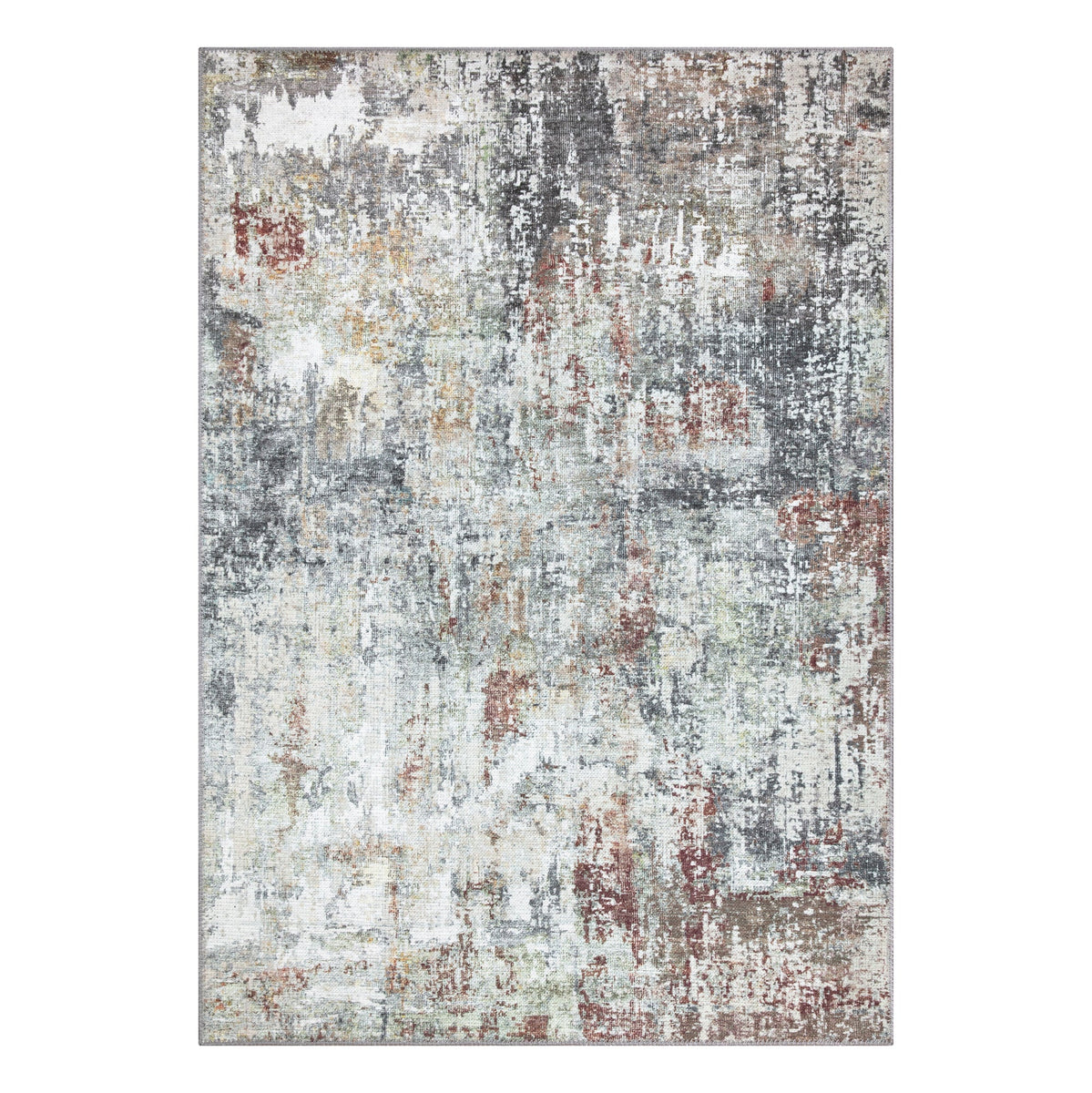 Washable Non-Slip Modern Abstract Gray and Red and Brown Area Rugs and ...