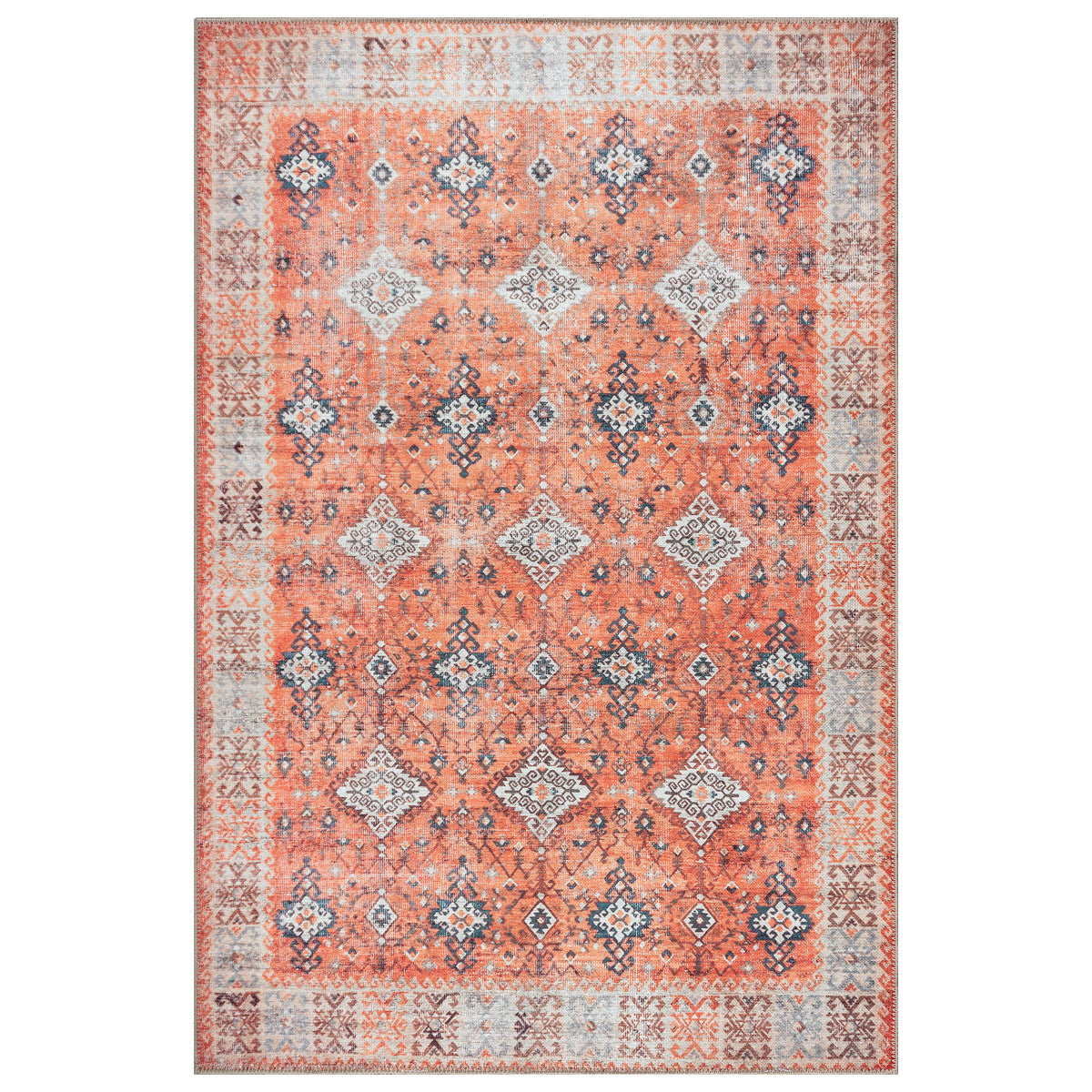 Traditional Bordered Orange Rug – Bloom Rugs